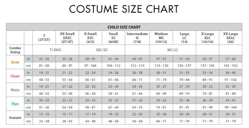 Academy Costume Measurements - Cincinnati Ballet